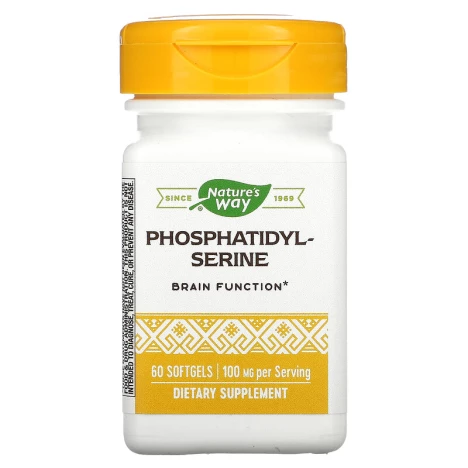 Фосфатидилсерин Nature's Way "Phosphatidylserine" для роботи мозку, 100 мг (60 гелевих капсул ...