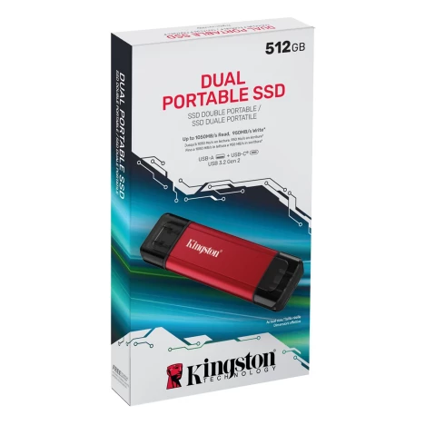 Накопичувач зовнішній SSD USB 512GB Kingston Dual Portable Red (SPSD ...