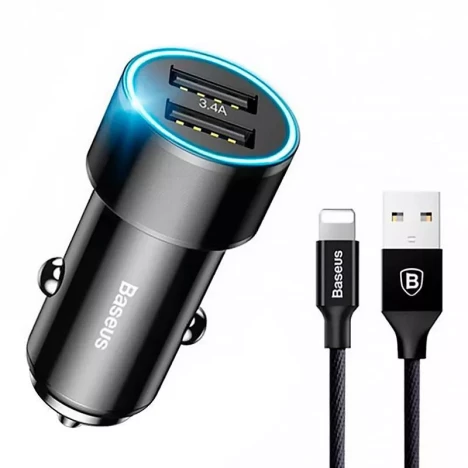 Автомобільний зарядний пристрій Bseus Small Screw with Lightning Cable ...
